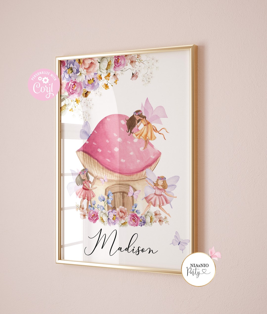 EDITABLE FAIRY Poster, Fairy Garden Wall Art, Custom Name Girl ...