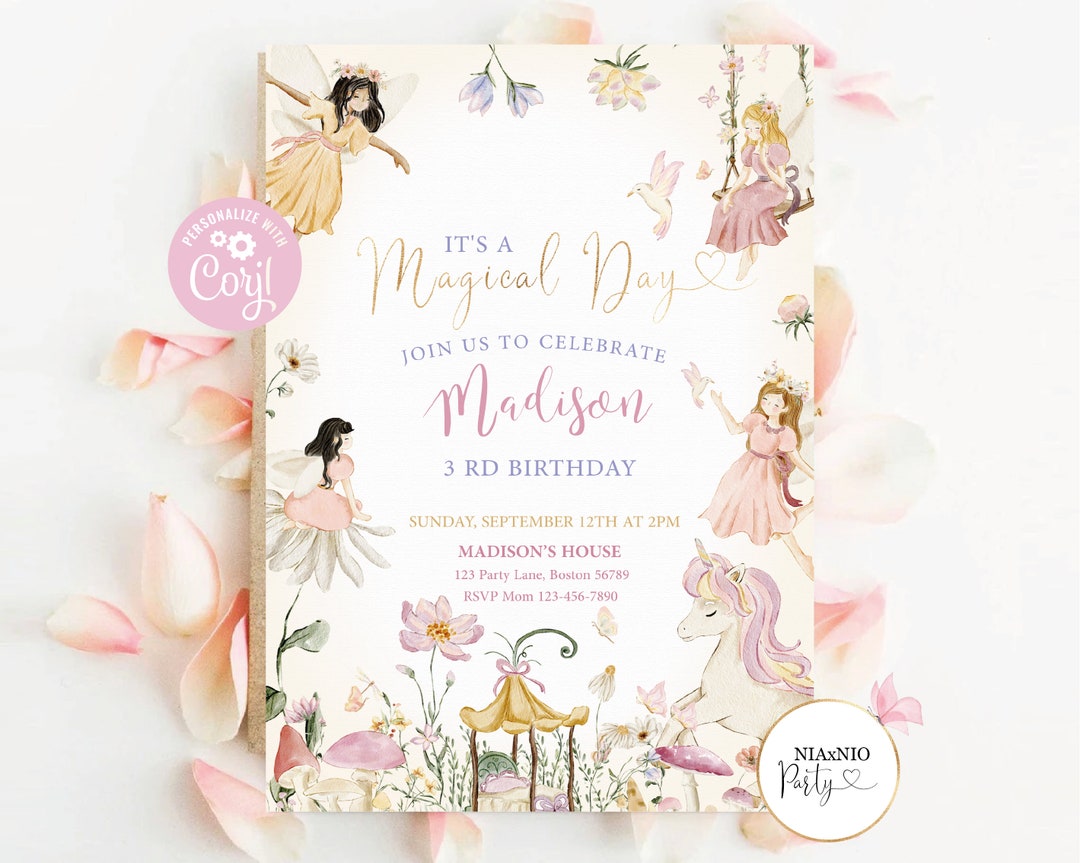 Editable Fairy Birthday Invitation Fairy Garden Birthday Fairy Forest ...