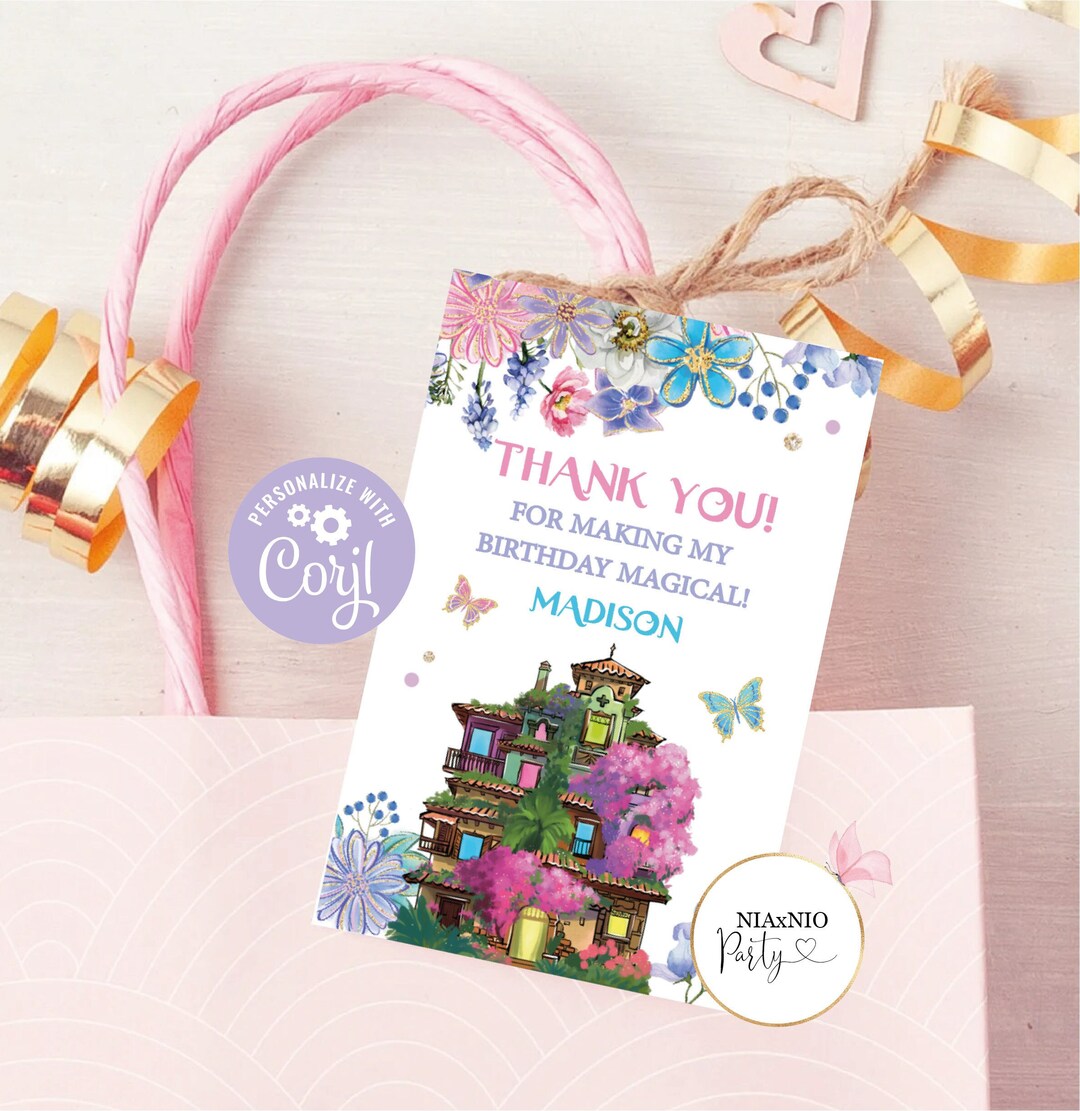 Editable LA FAMILIA Tags Enchanted House Birthday Thank You Tags Label ...