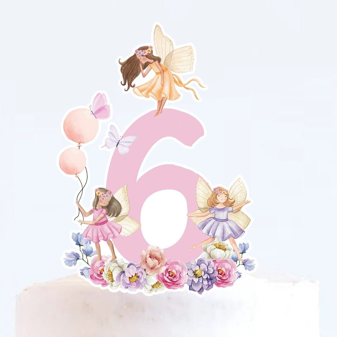 SIX FAIRY TOPPER Birthday Cake Enchanted Forest Girl Birthday Party ...