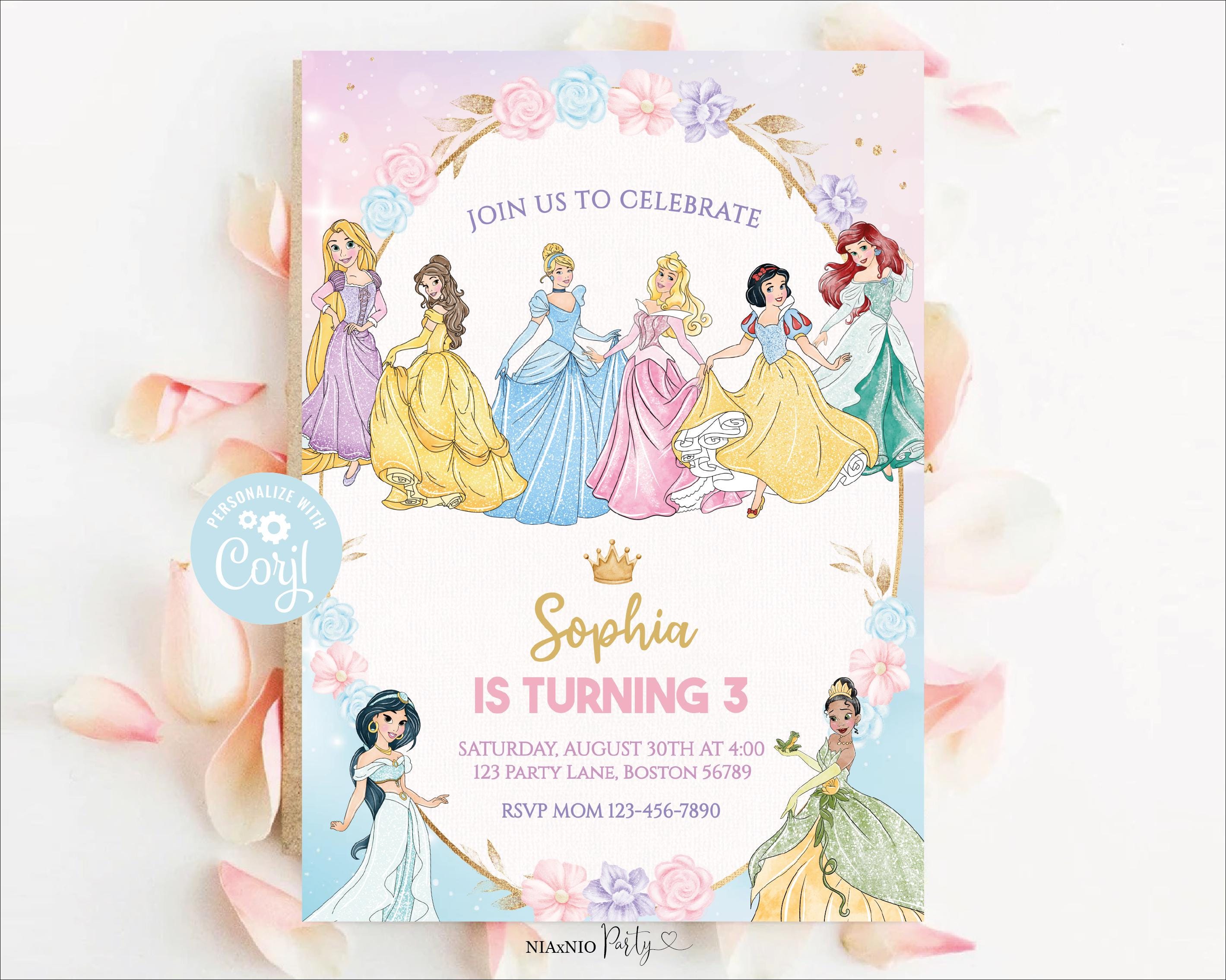 EDITABLE Template Princess Birthday Invitation Princess Birthday ...