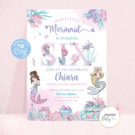 Digital Mermaid Invitation