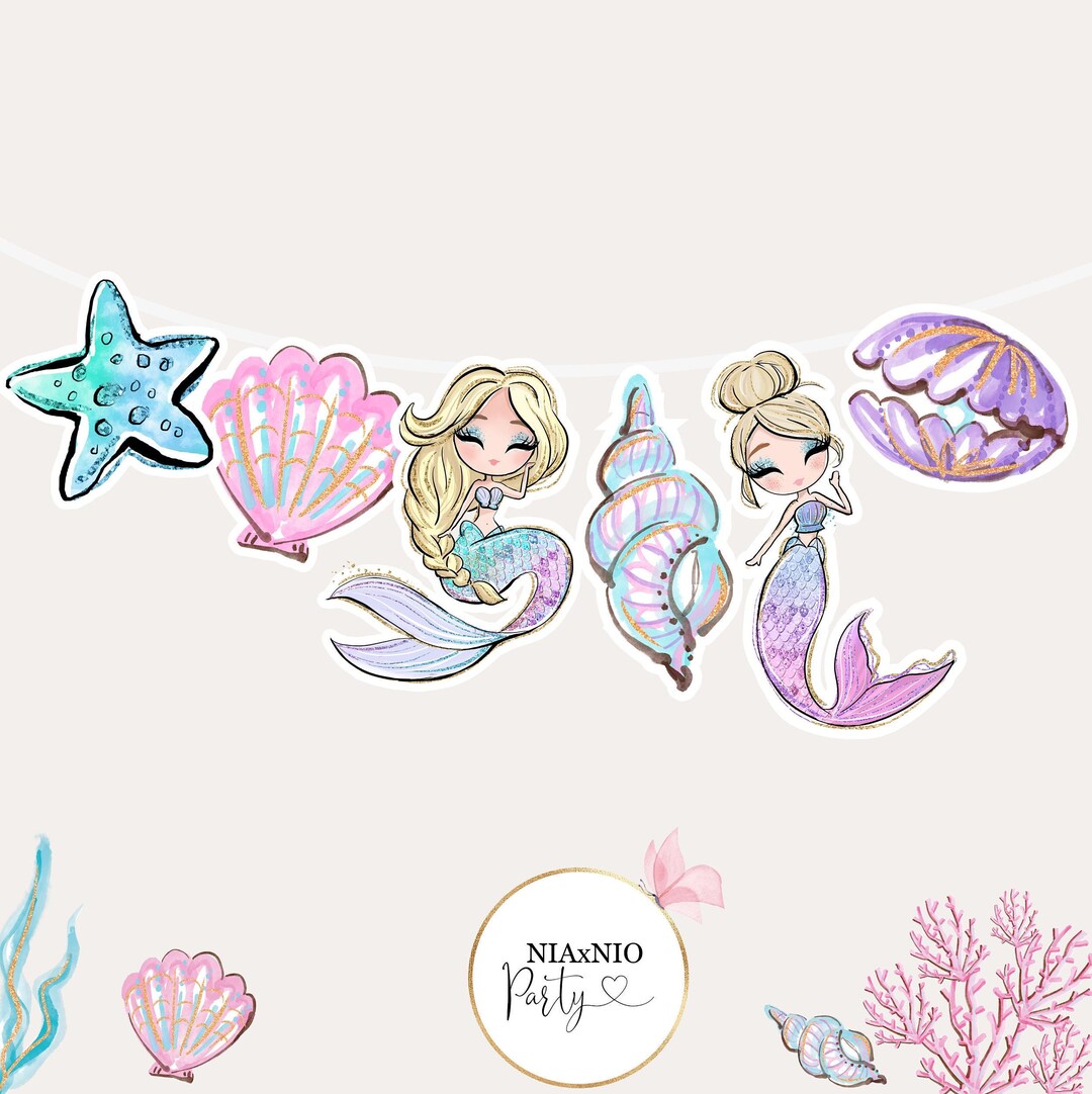 MERMAID BANNER Mermaid Birthday Decor Pink Girl Under the Sea Party ...