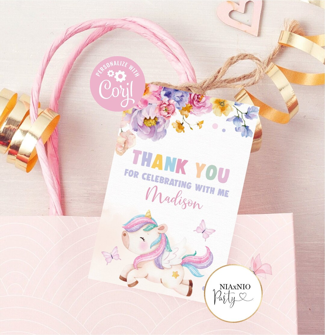 Magical Unicorn Favor Tag Unicorn Party Thank You Tag Birthday Unicorn ...