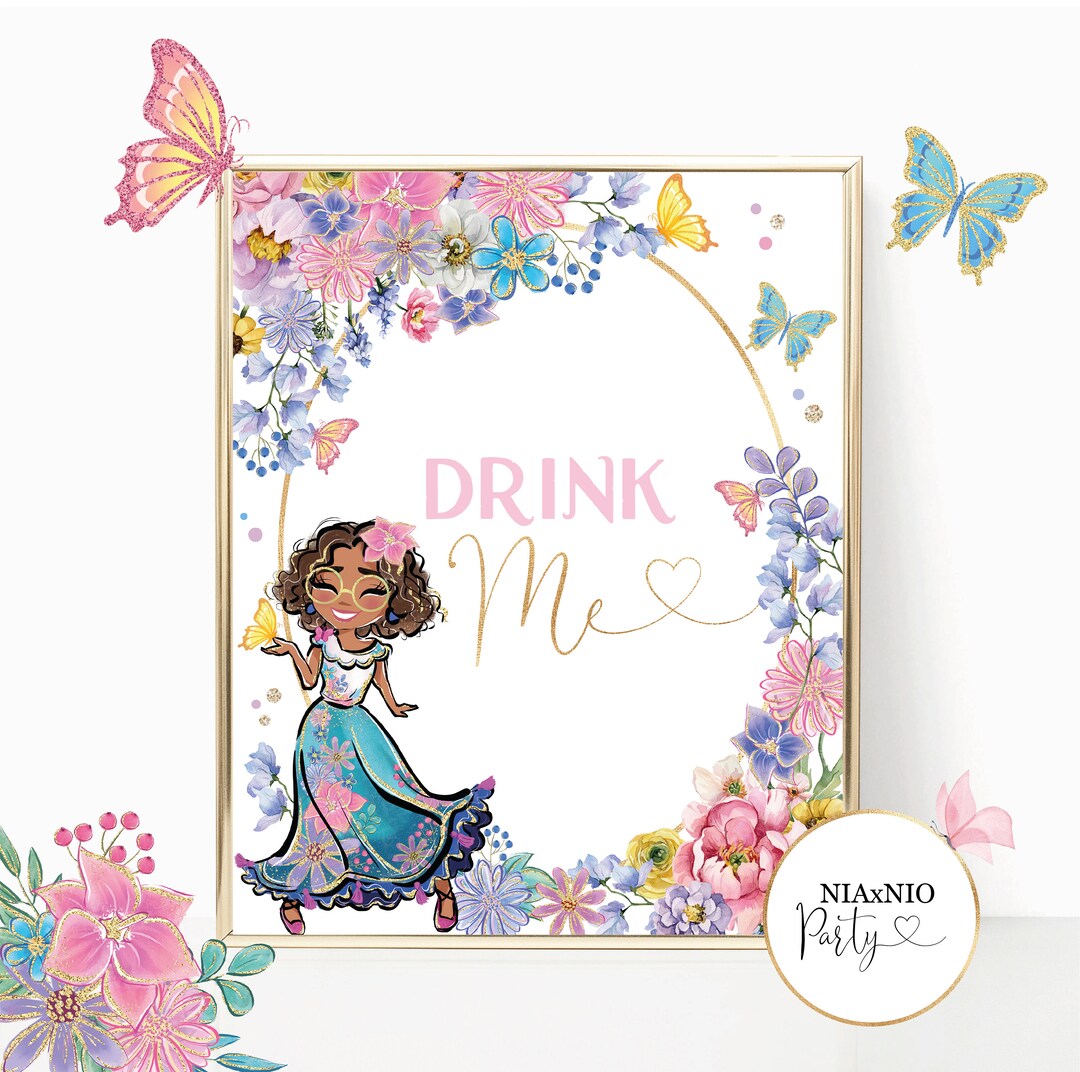 LA FAMILIA Drink Me Sign Birthday Sign Gifts Table Decor Magical Garden ...