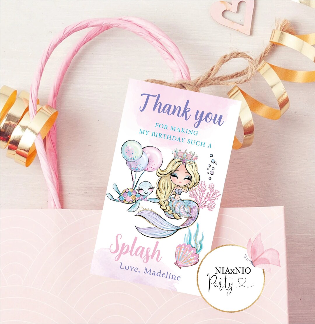 Editable Mermaid Birthday Favor Tag: Under the Sea Gift (digital ...