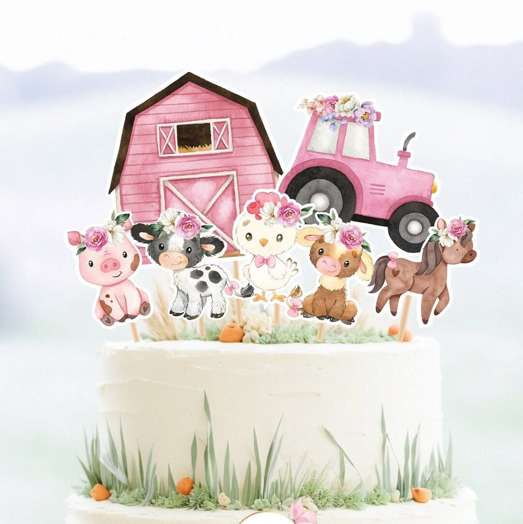 Girl Farm Centerpieces, Pink Farm Party Table Decor, Farm Girl Birthday ...