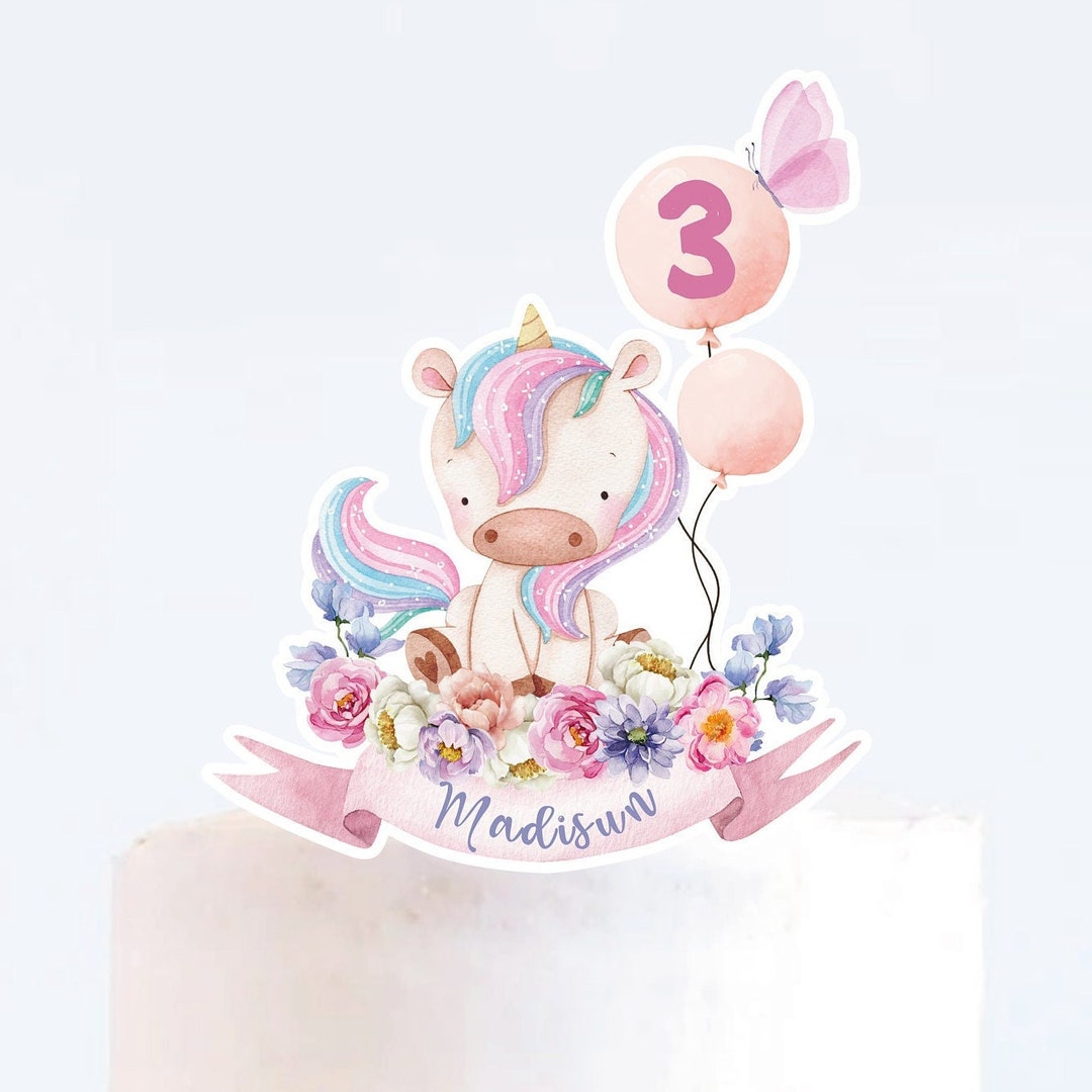 EDITABLE Unicorn Topper Instant Download Unicorn Cake Topper Printable ...