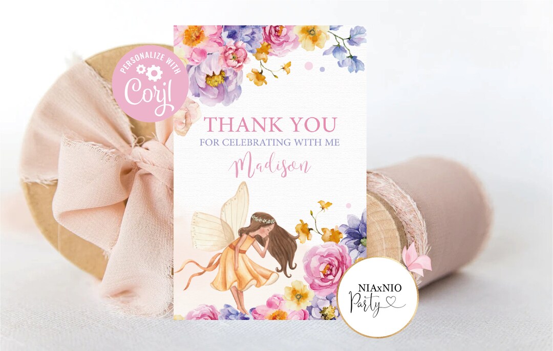 Editable Fairy Birthday Party Favor Tags Enchanted Magical Floral Fairy ...