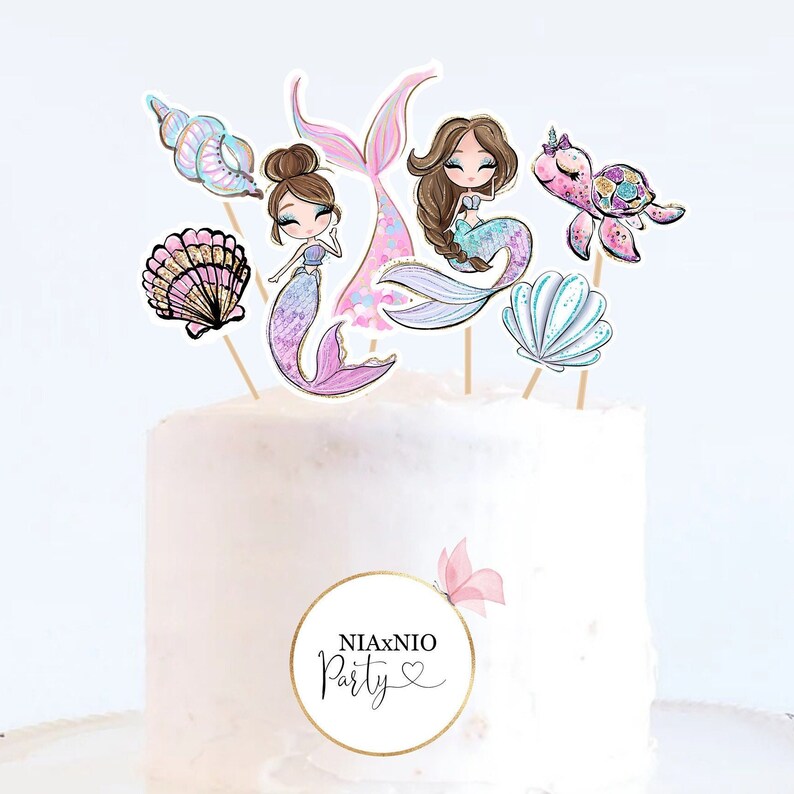 MERMAID TOPPER Cupcake Birthday Cake Topper Cake Toppers Cut - Etsy