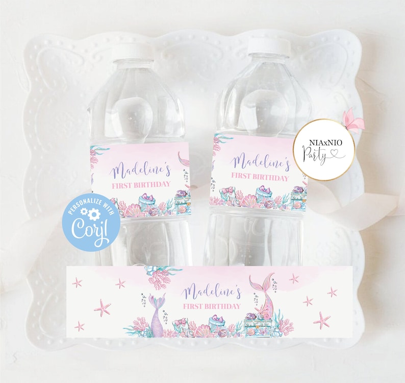 EDITABLE Mermaid Water Bottle Labels Mermaid Tail Birthday - Etsy