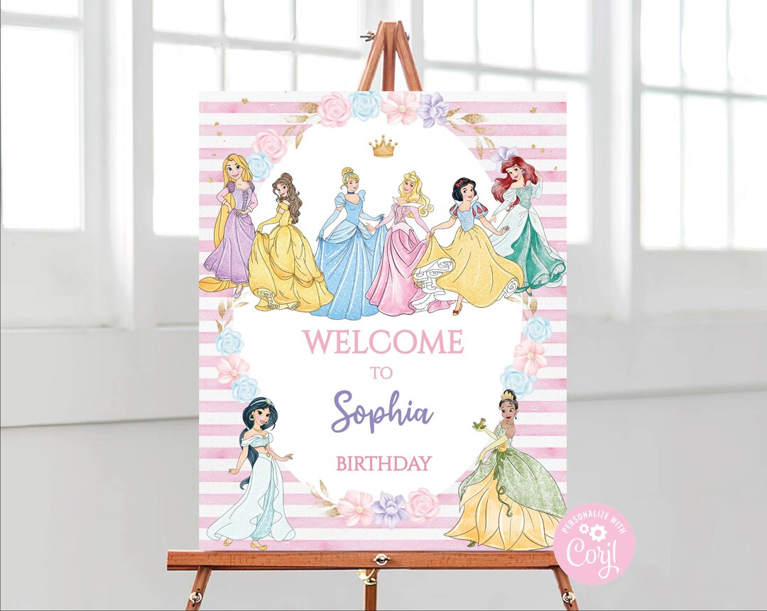 Editable Princess Birthday Party Welcome Sign Magical Princess Birthday ...