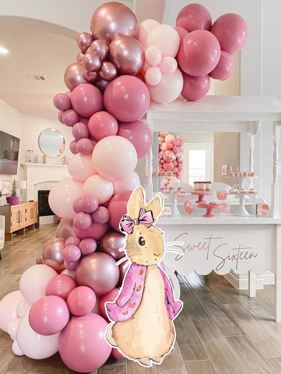 BIG DECOR RABBIT Cutout Birthday Baby Shower Centerpiece Party Instant ...