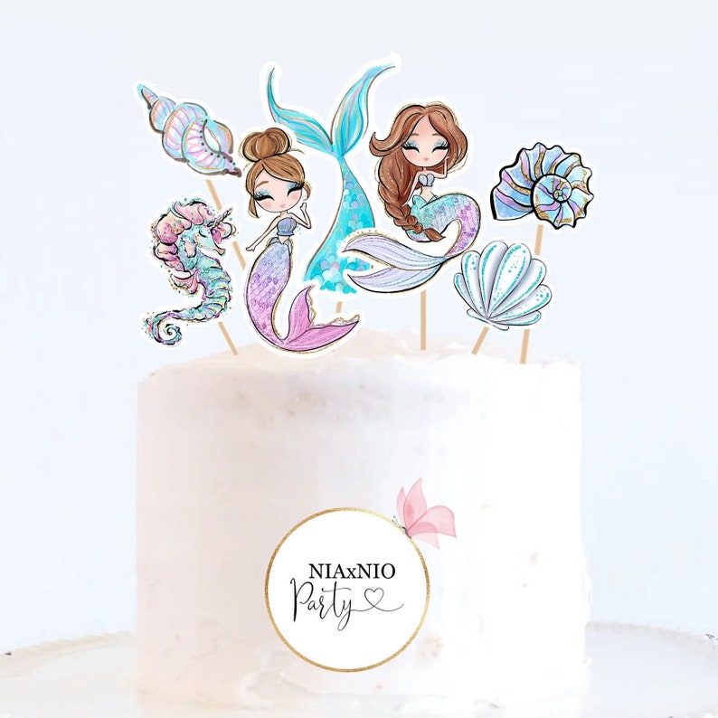 Mermaid Cake Topper: Birthday Party Decorations (digital Printable) - Etsy