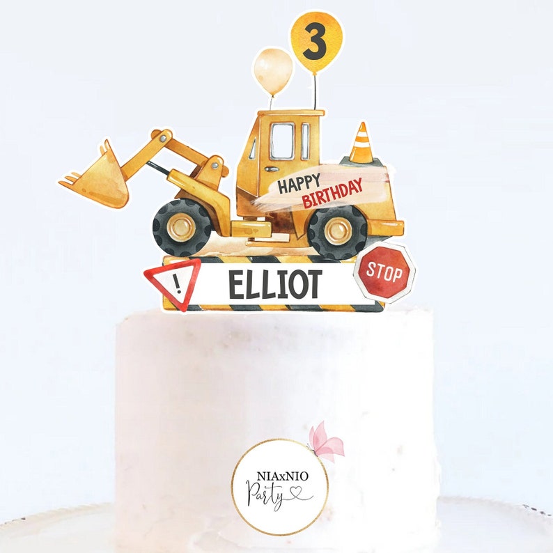 EDITABLE Construction Cake Topper Construction Birthday - Etsy Australia