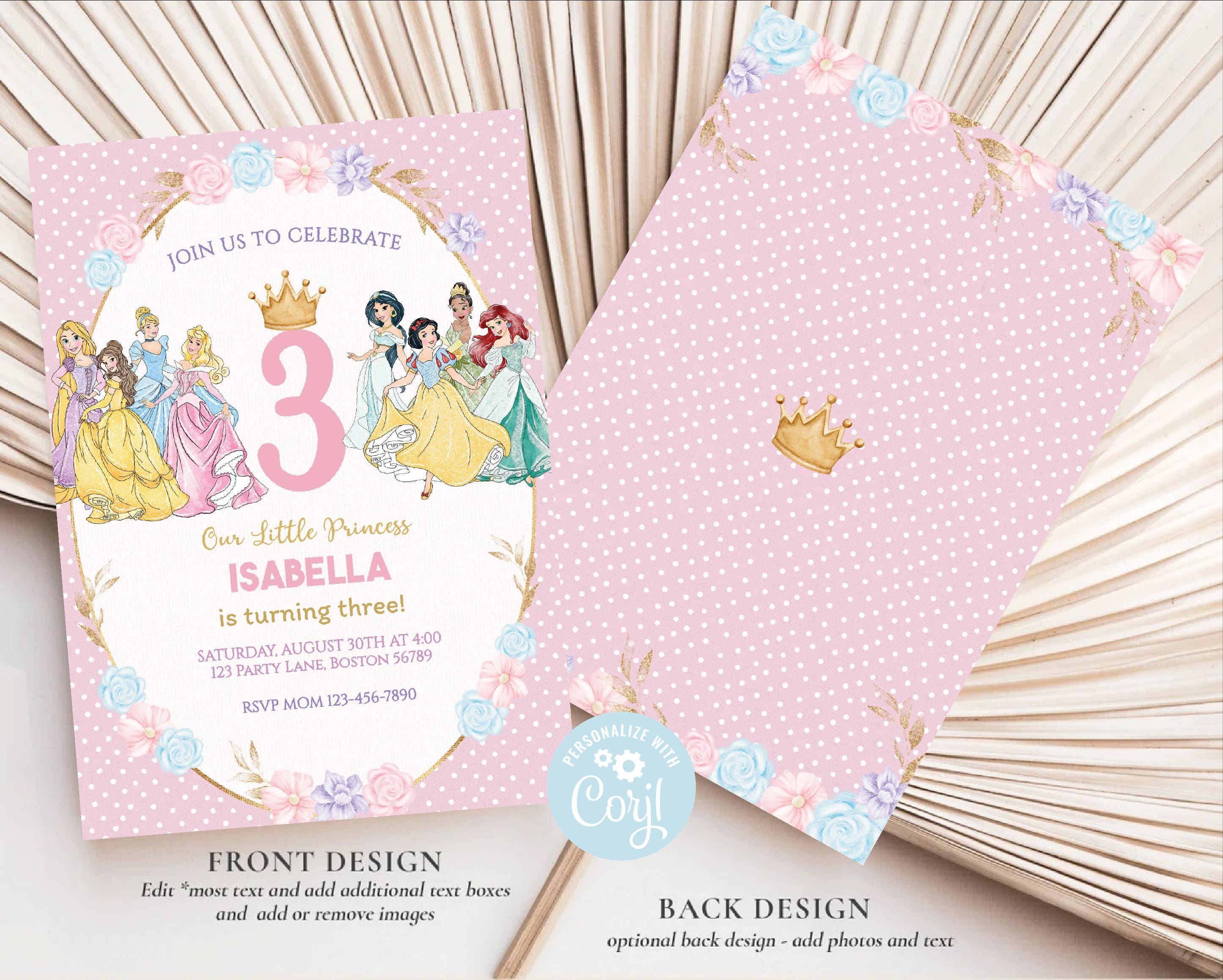 EDITABLE Template Princess Birthday Invitation Princess Birthday ...