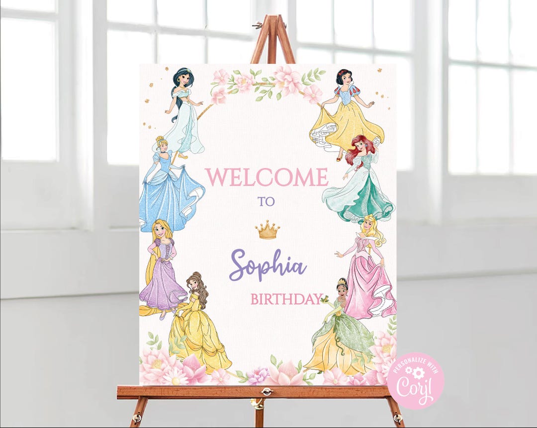 Editable Princess Birthday Party Welcome Sign Magical Princess Birthday ...