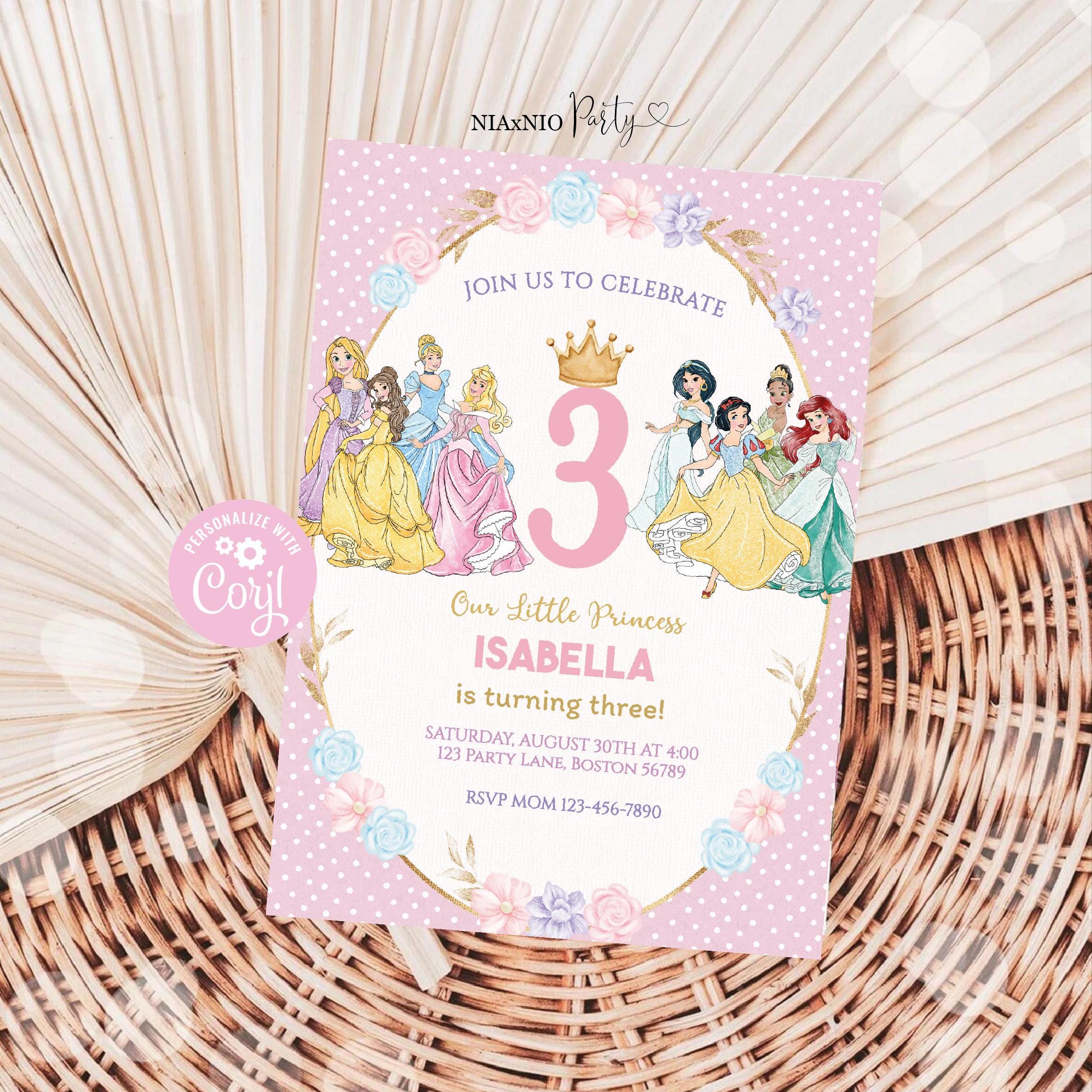 EDITABLE Template Princess Birthday Invitation Princess Birthday ...