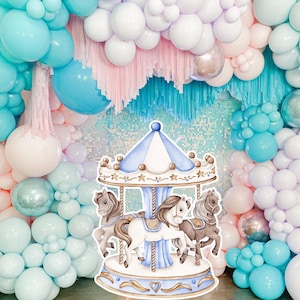 CAROUSEL BIG DECOR Cutout Princess Birthday Party Magical Floral ...