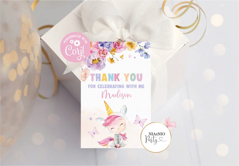 Editable Unicorn Favor Tags Magical Birthday Thank You Tags - Etsy