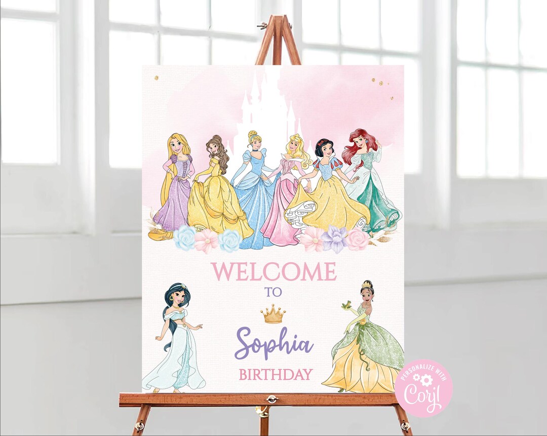 Editable Princess Birthday Party Welcome Sign Magical Princess Birthday ...