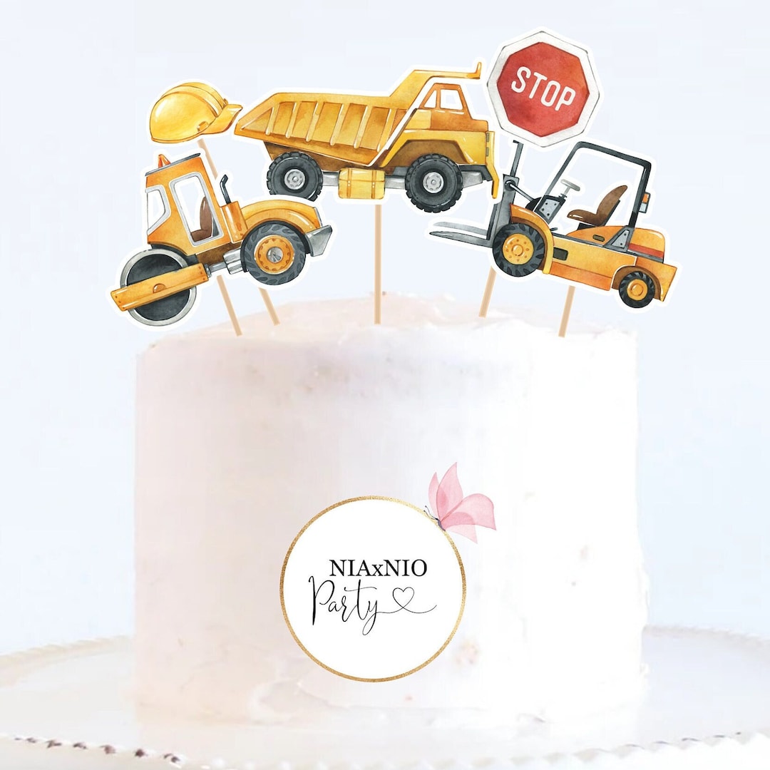 Construction Cupcake Cake Topper, Construction Birthday Decorations ...