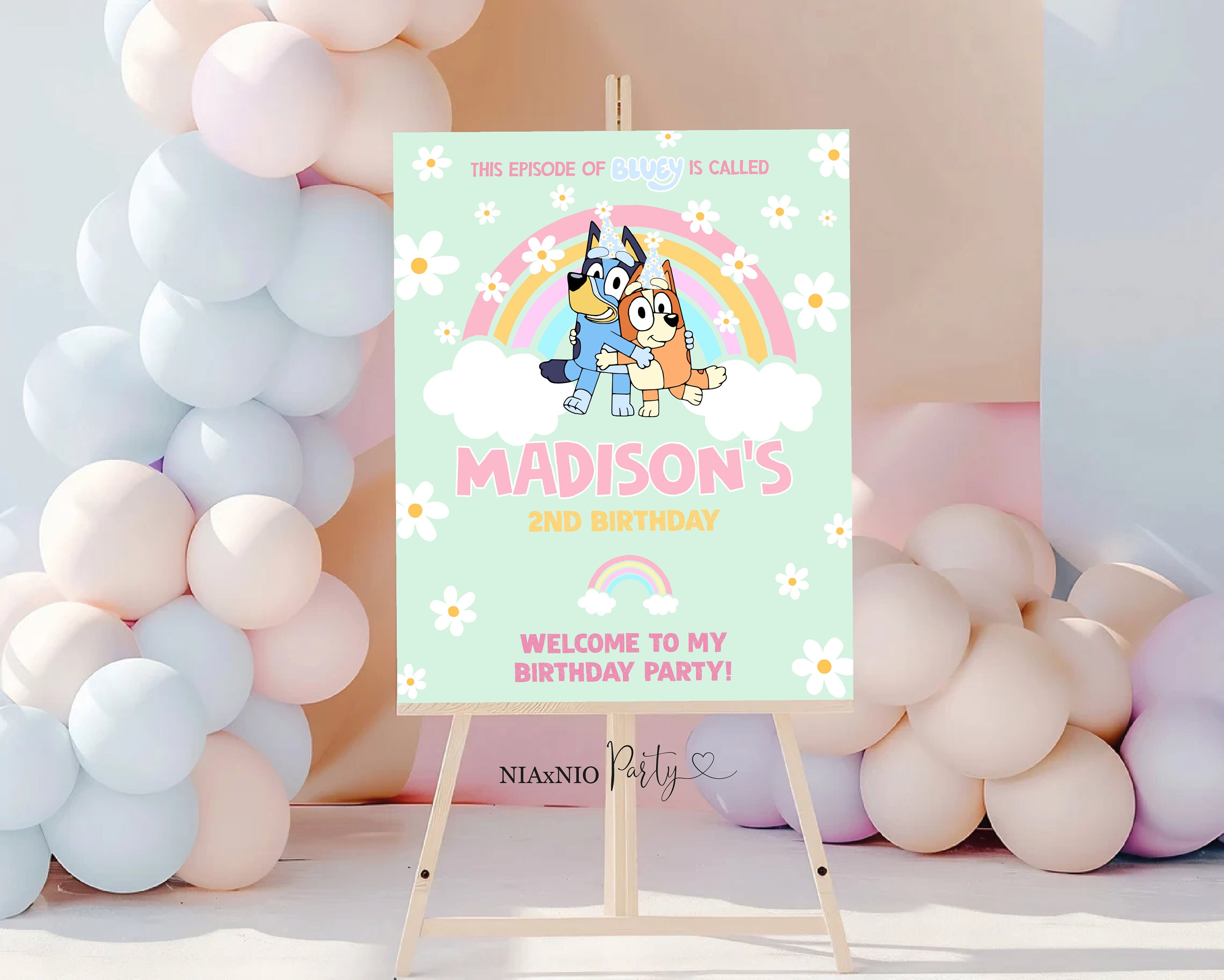 Editable Bluey Welcome Sign for Girl Blue Dog Birthday Sign Bluey ...