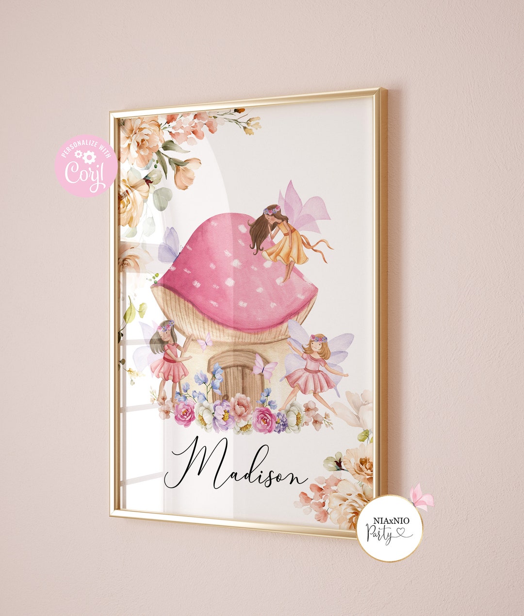 EDITABLE FAIRY Poster, Fairy Garden Wall Art, Custom Name Girl ...