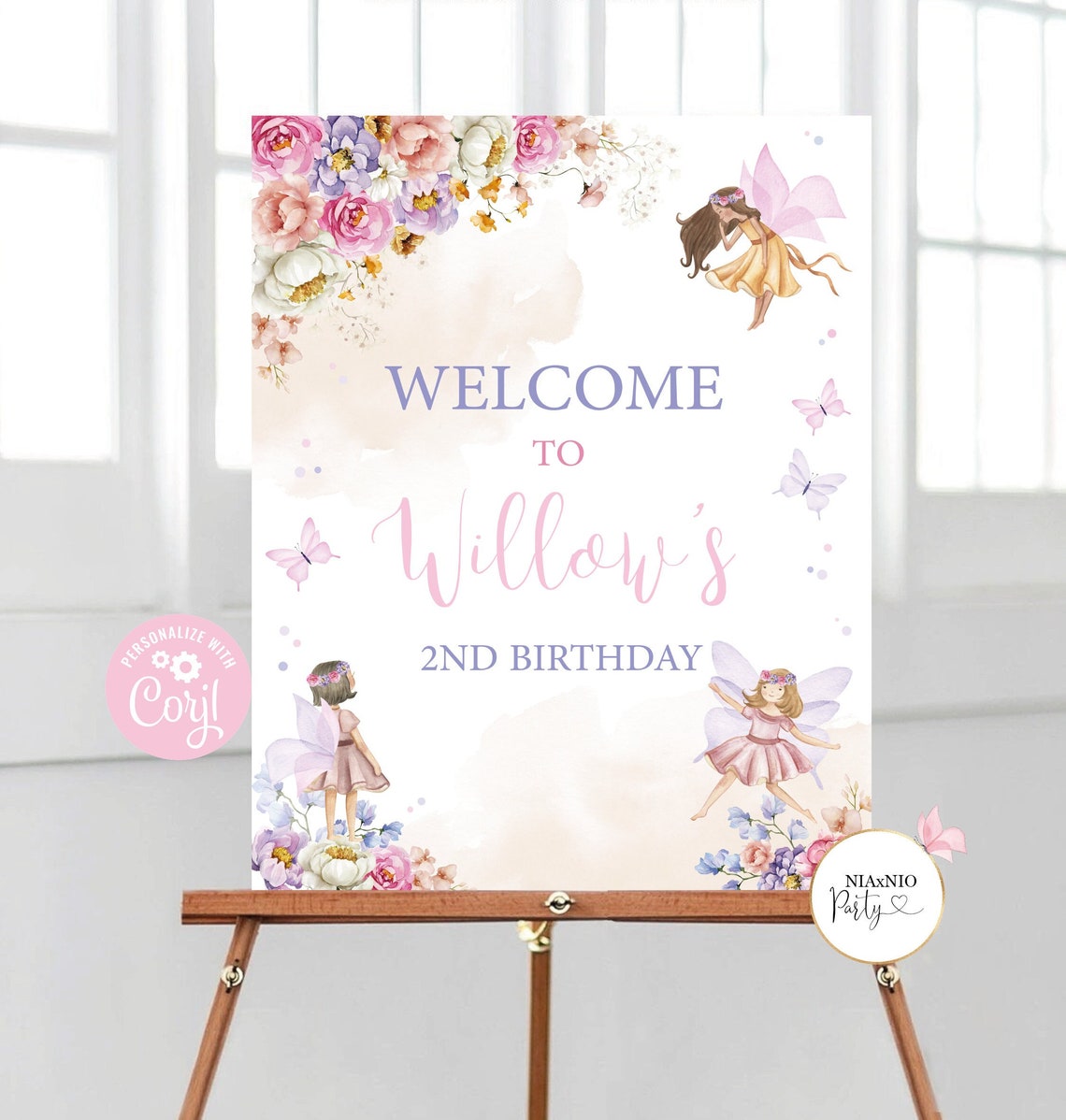 Editable Fairy Birthday Party Welcome Sign Whimsical Enchanted - Etsy