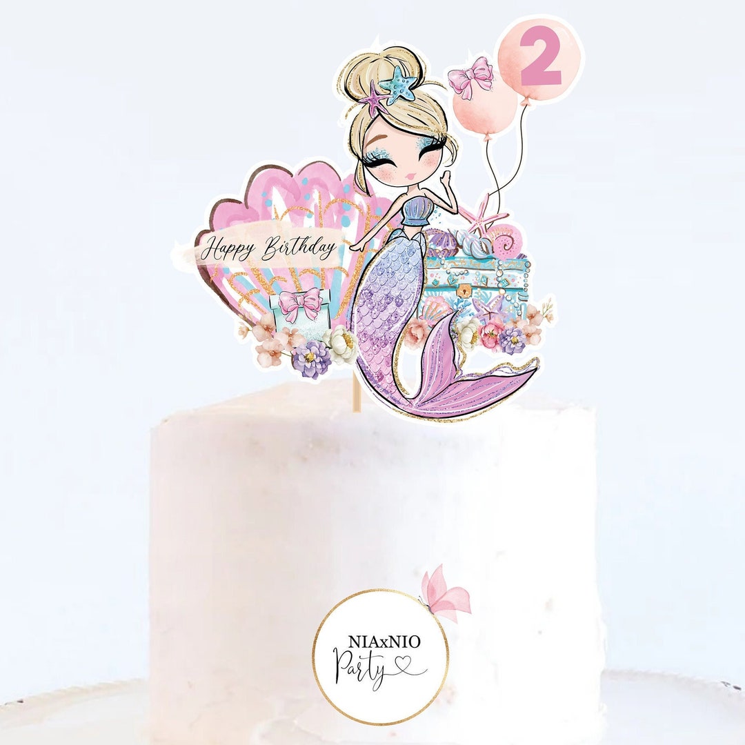TWO MERMAID TOPPER Birthday Cake Topper Cake Toppers Cut Outs - Etsy