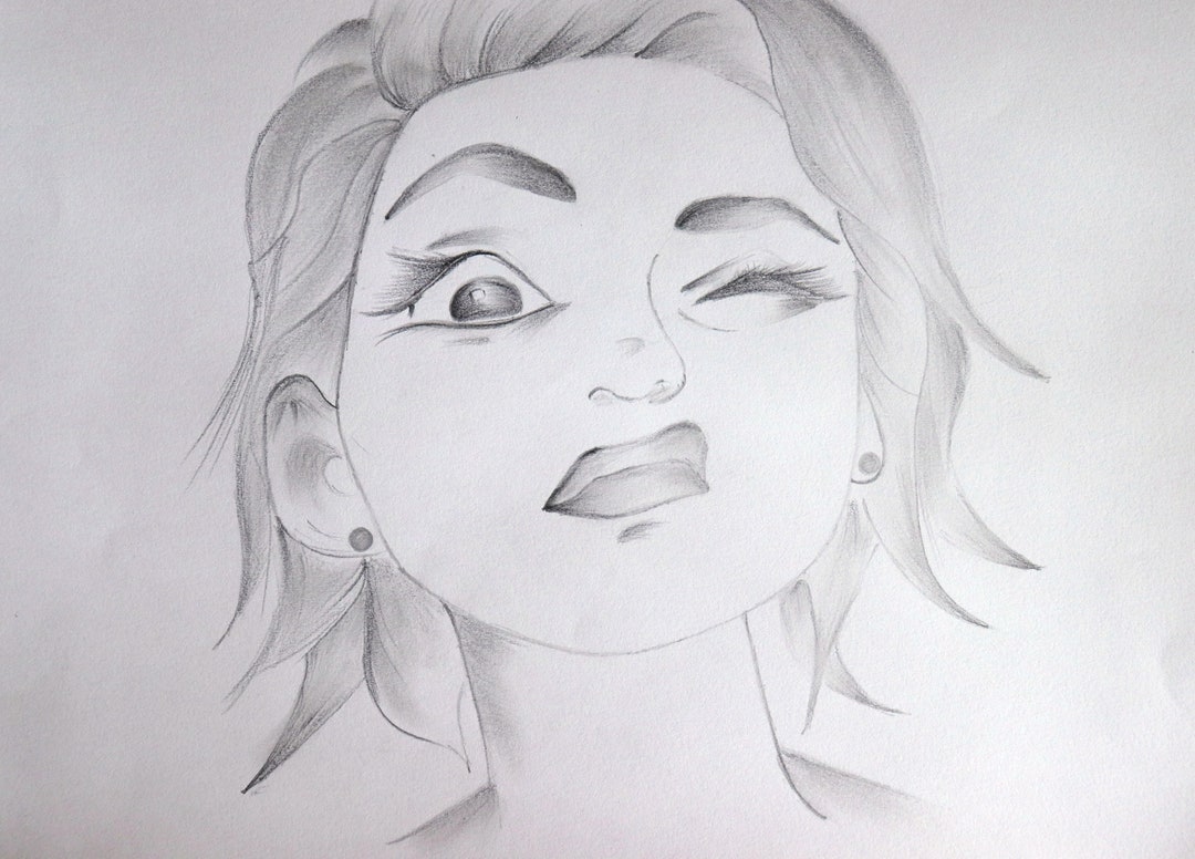 Original Pencil Drawing Girl Art Artist Pencil Sketch 8.5x12 Graphite ...