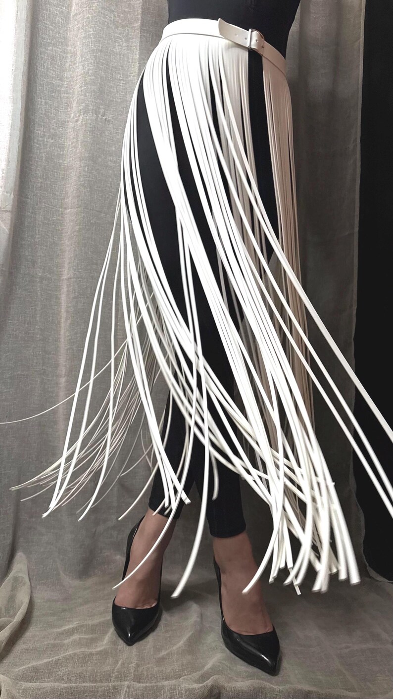White Fringe 110 Cm Belt: Floor Length Statement Piece - Etsy