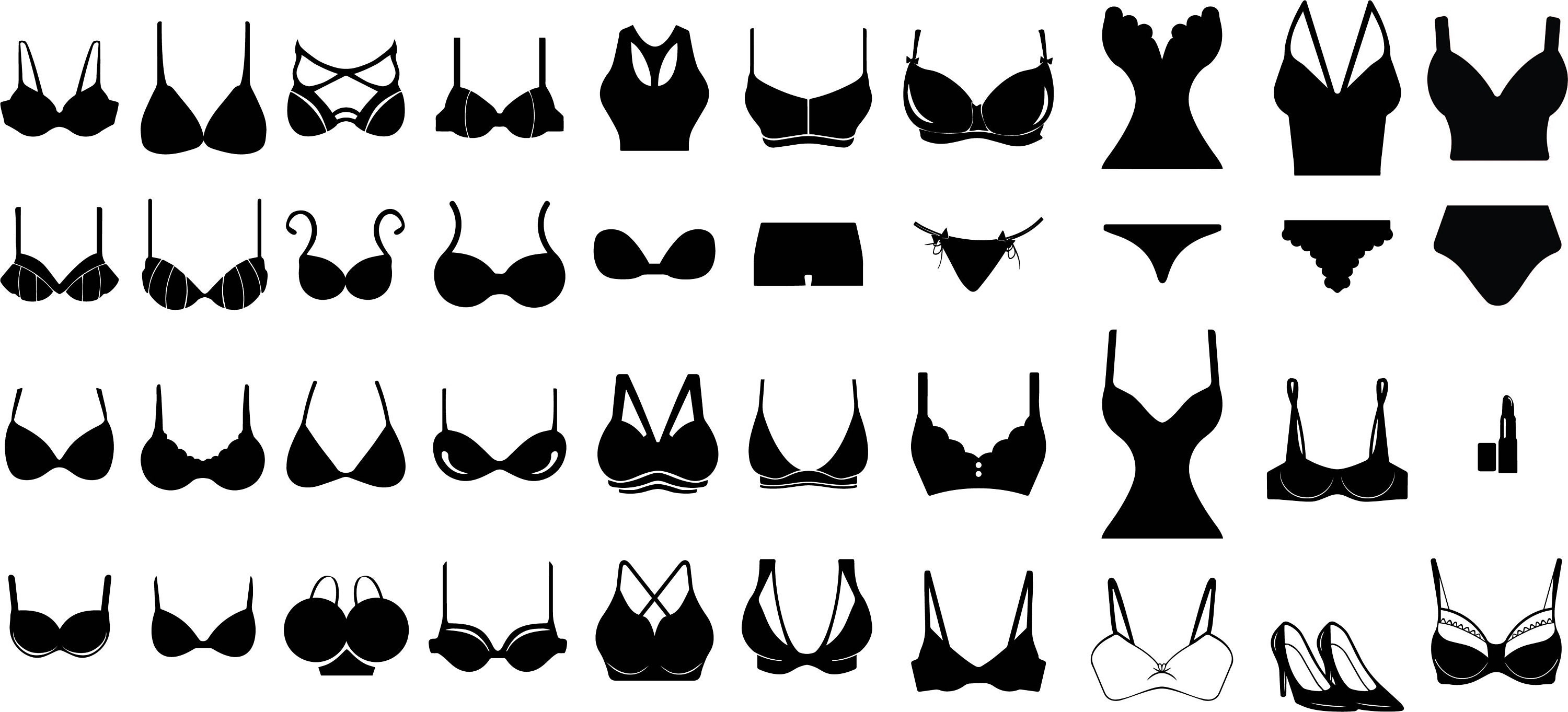 Svg Bras Swimwear Bikinis Silhouettes Digital Clipart Eps Etsy