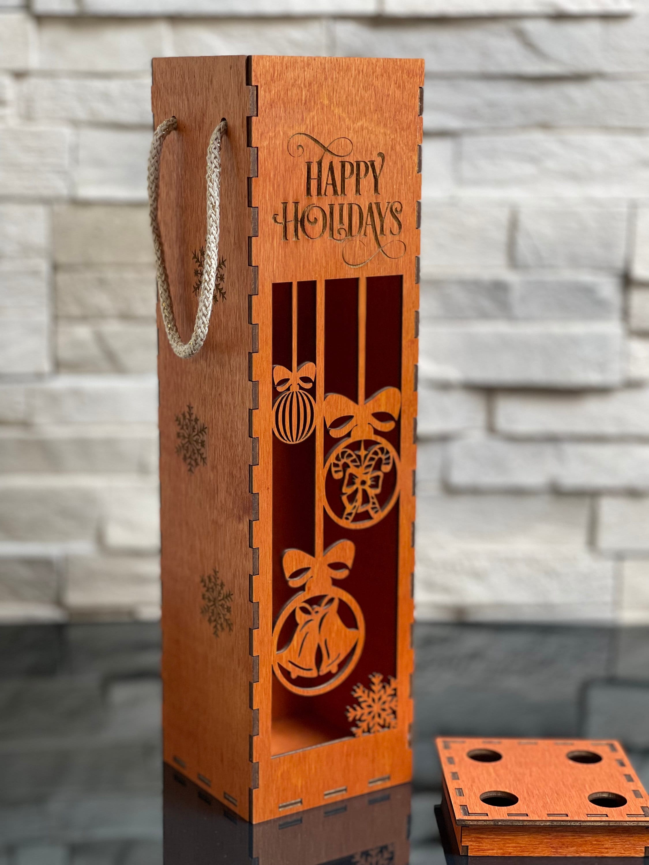 Happy-holidays Wine Box 3mm Box wine Box Digital File... | Etsy