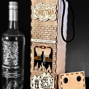 Chimney Santa Wine Box- Xmas Wine Box -*3mm Box -wine Box Digital File ...