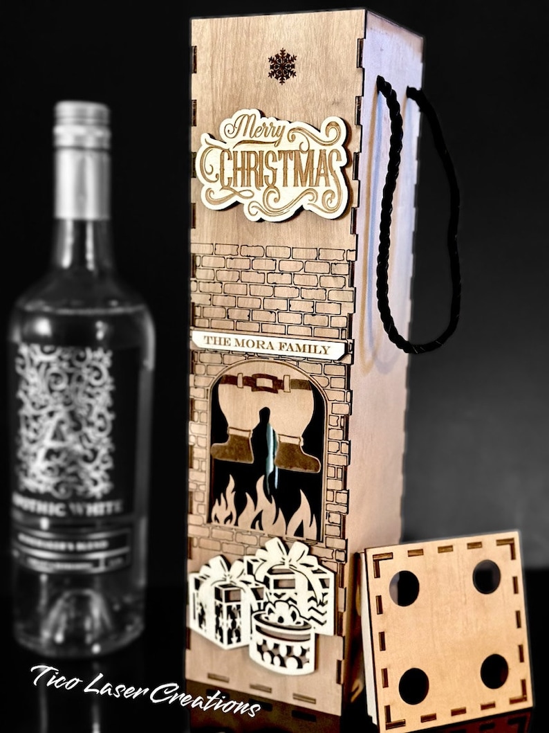 Chimney Santa Wine Box- Xmas Wine Box -*3mm Box -wine Box Digital File ...