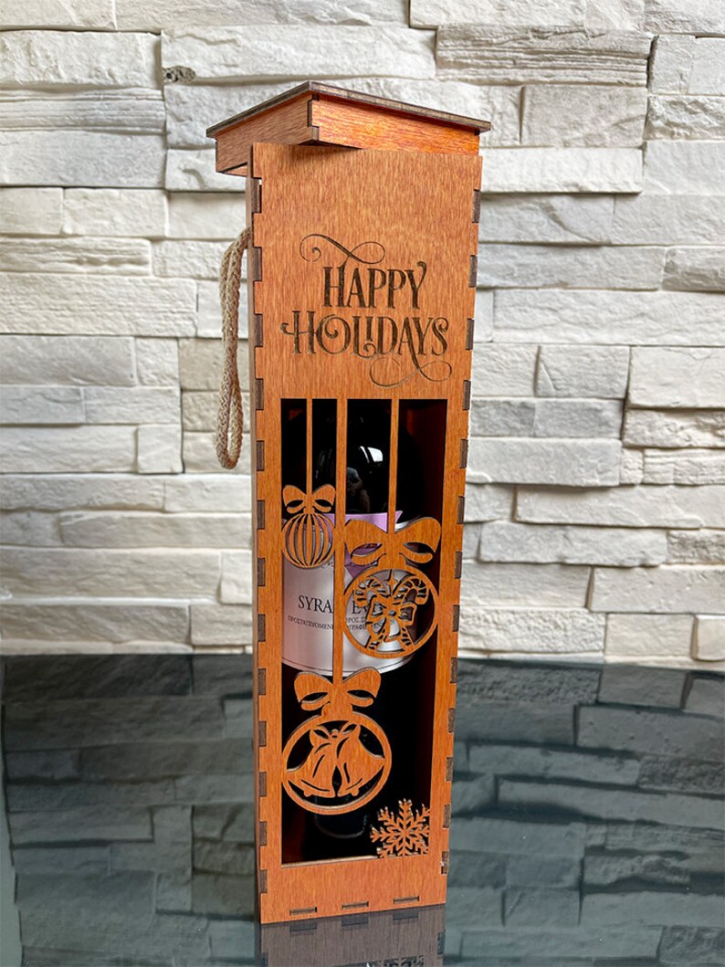 Happy-holidays Wine Box 3mm Box wine Box Digital File... | Etsy