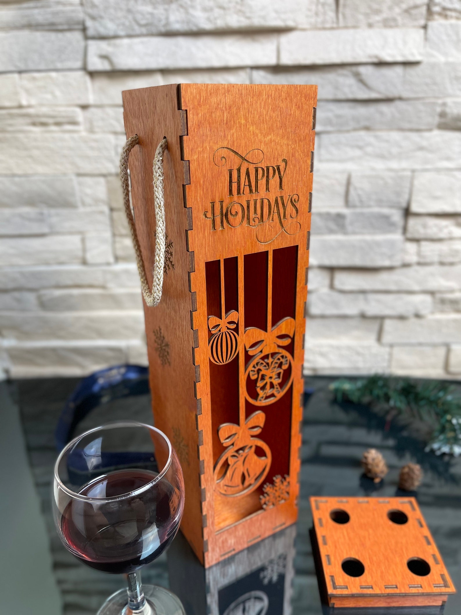 Happy-holidays Wine Box 3mm Box wine Box Digital File... | Etsy