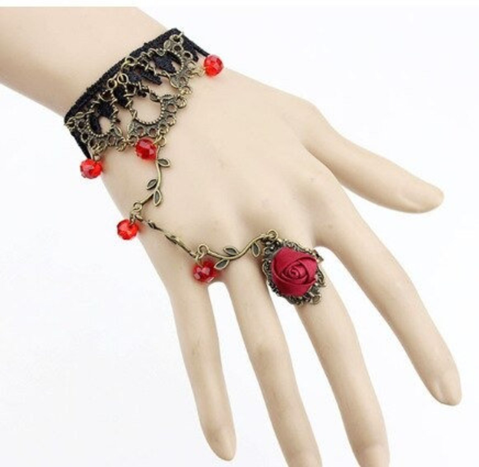 Retro Gothic Women Bracelet Lace Flower Hand Slave Chain - Etsy