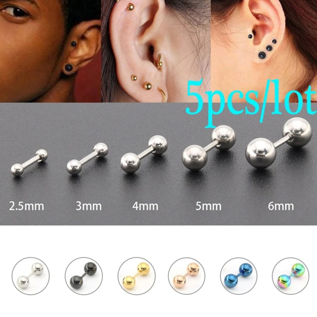 5pcs/lot 16G Tragus Helix Bar Ball Stainless Steel Mini - Etsy