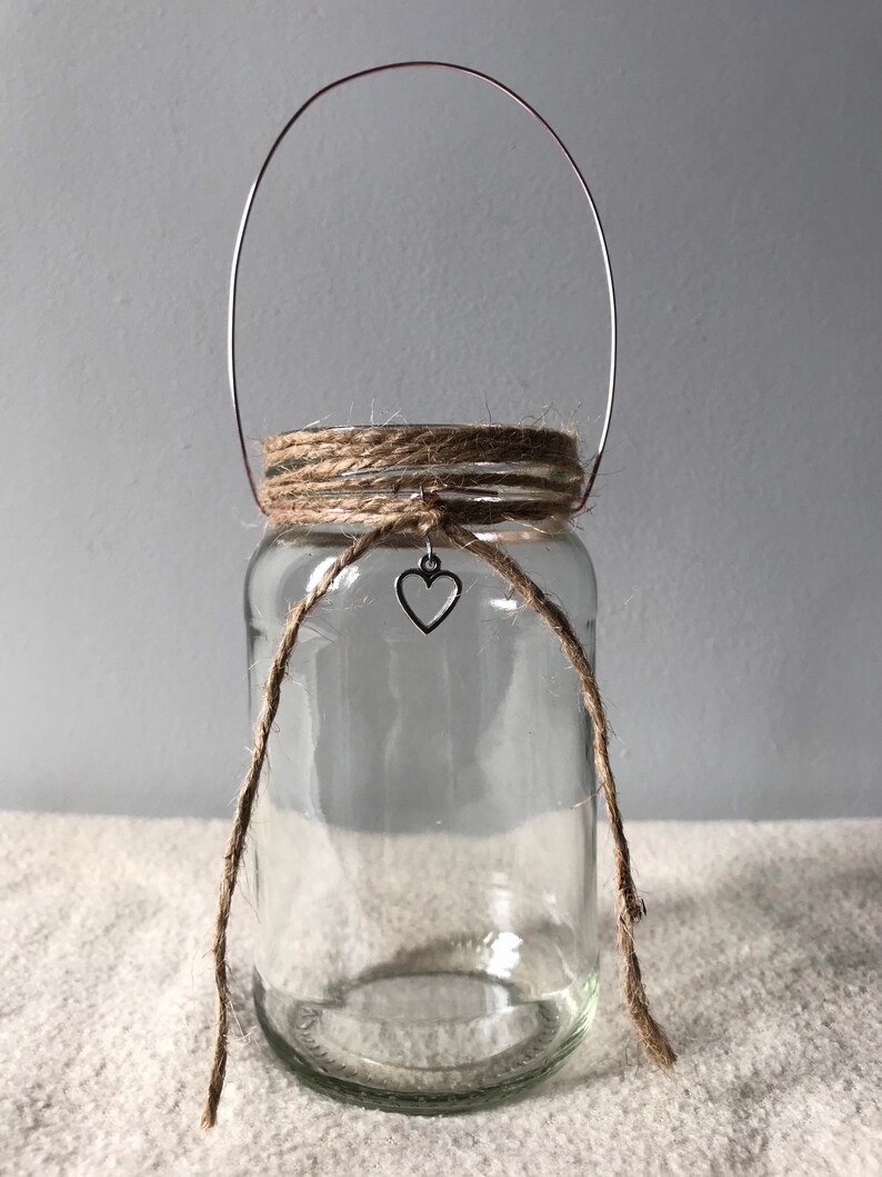 Copper Wire Hanging Glass 1lb Jar Tea Light Candle Holder Lanterns ...