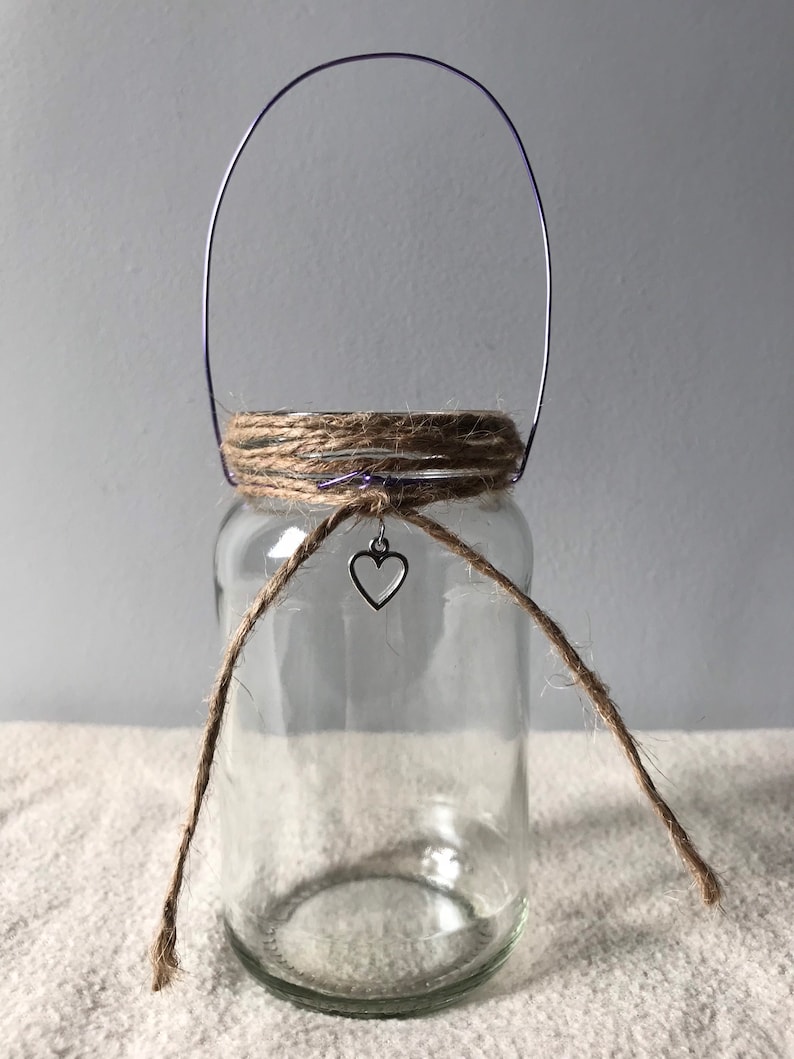 Copper Wire Hanging Glass 1lb Jar Tea Light Candle Holder Lanterns ...