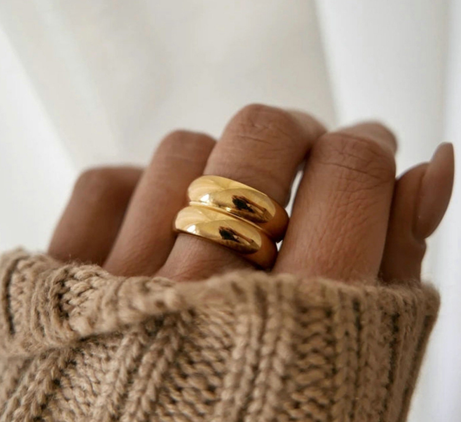 Thick Gold Double Dome Ring chunky Bubble Circle Ring - Etsy UK