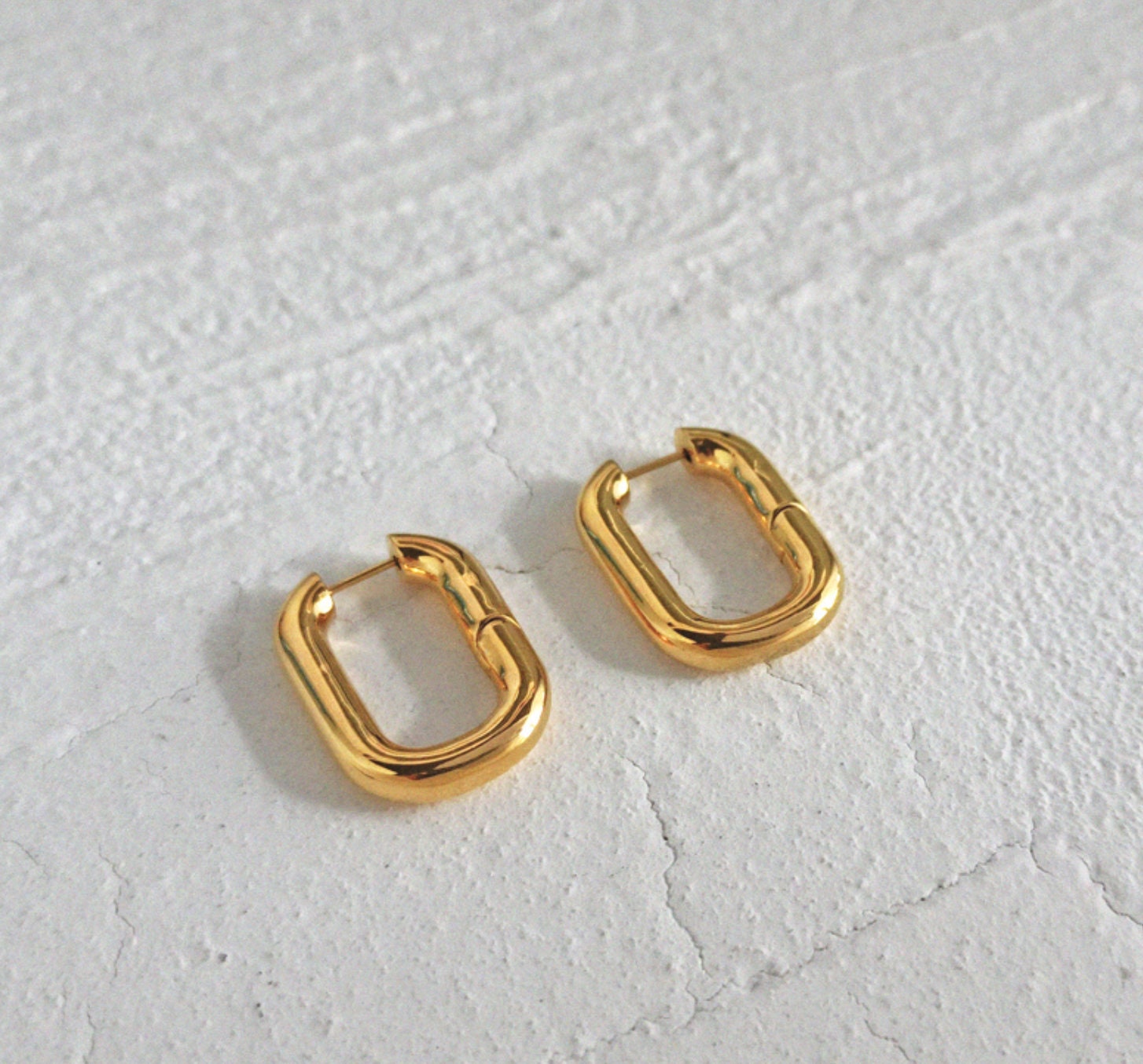 Large Gold Huggies Hooprectangle Creole Hoop Large Gold - Etsy UK