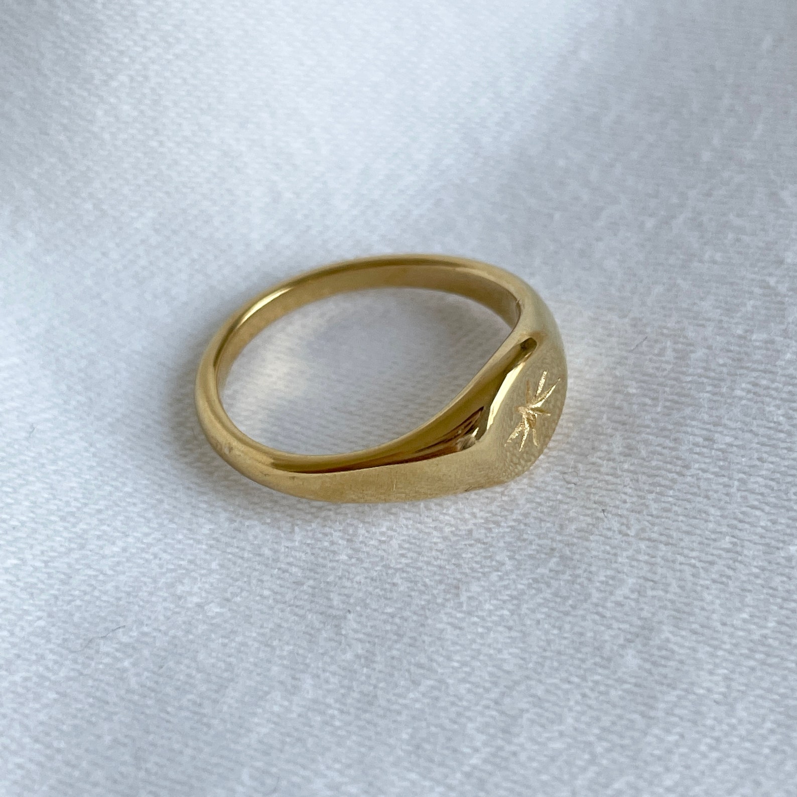 Starburst Signet Ring Signet Rings gold Signet Ringnorth - Etsy