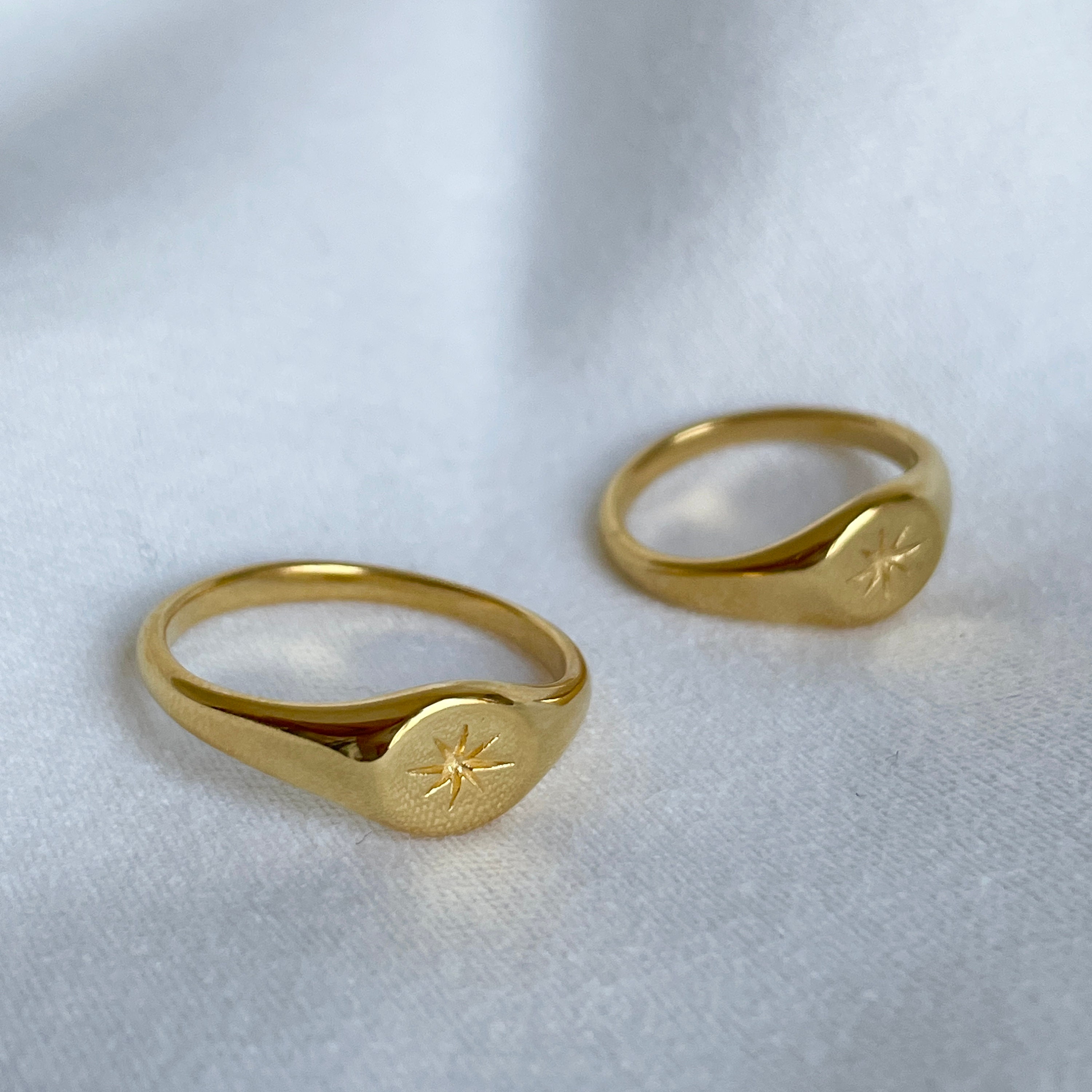 Starburst Signet Ring Signet Rings gold Signet Ringnorth - Etsy