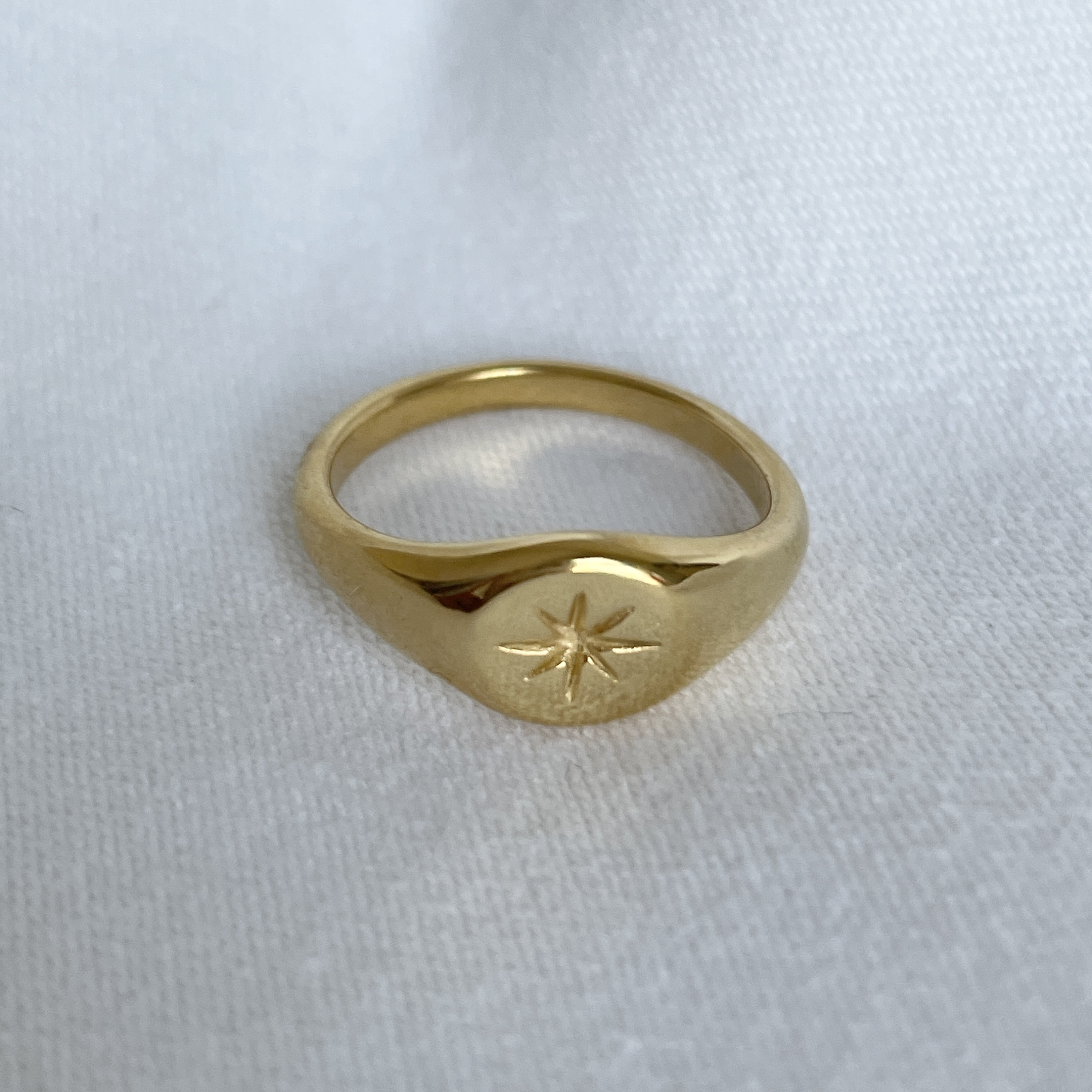 Starburst Signet Ring Signet Rings gold Signet Ringnorth - Etsy