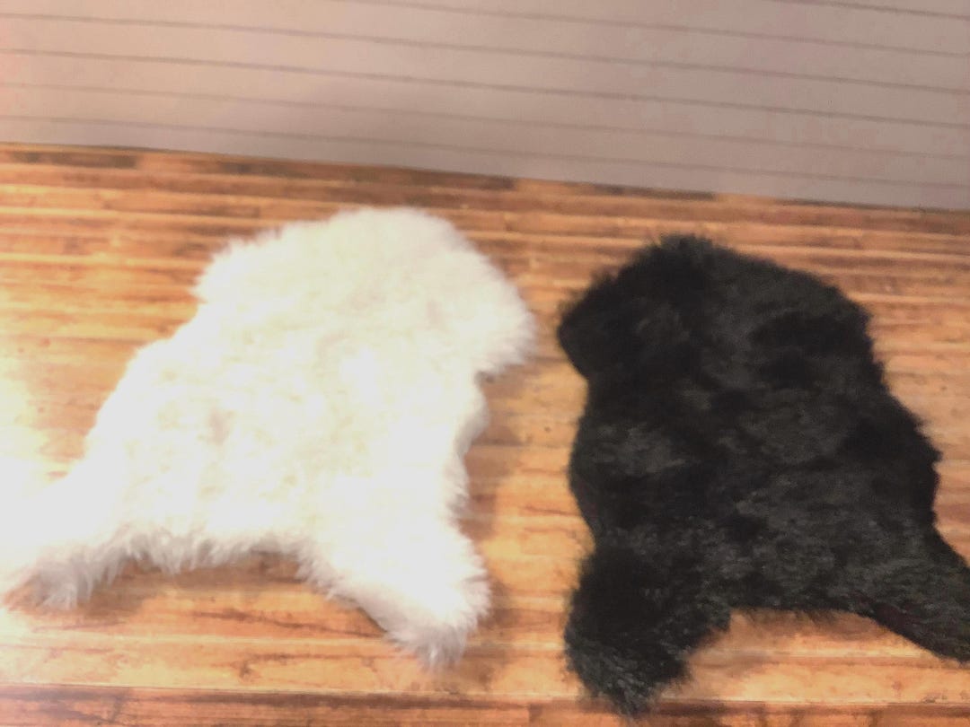 Miniature/dollhouse Furry Faux Sheepskin Rug or Throw in Two Color ...