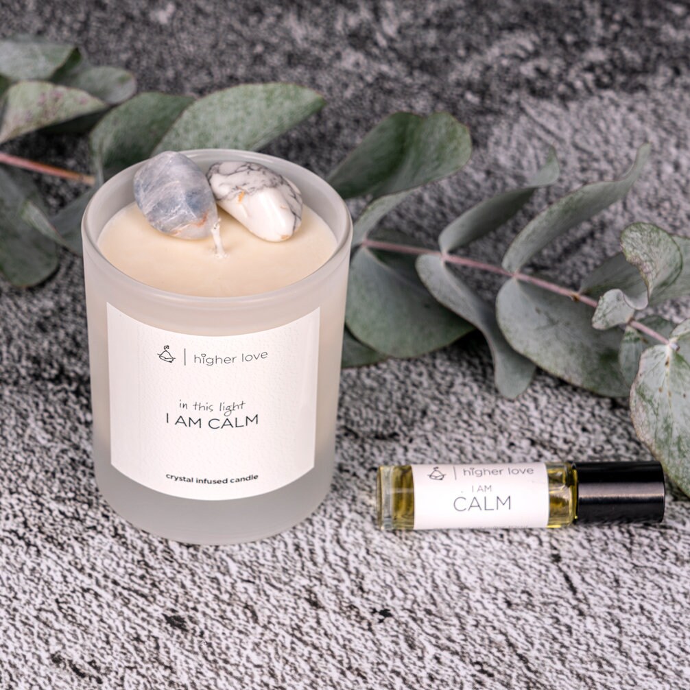 I am CALM crystal scented candle | Etsy