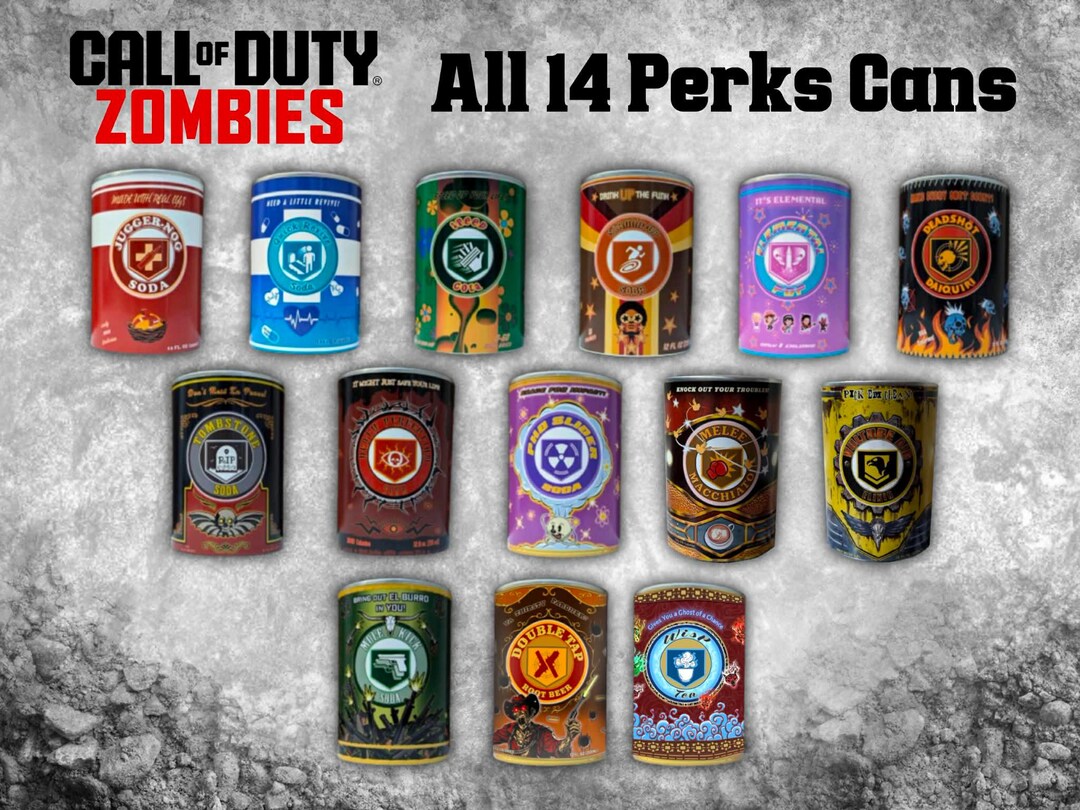 Call of Duty Zombies Perk-a-cola Cans (all 14) - Etsy UK